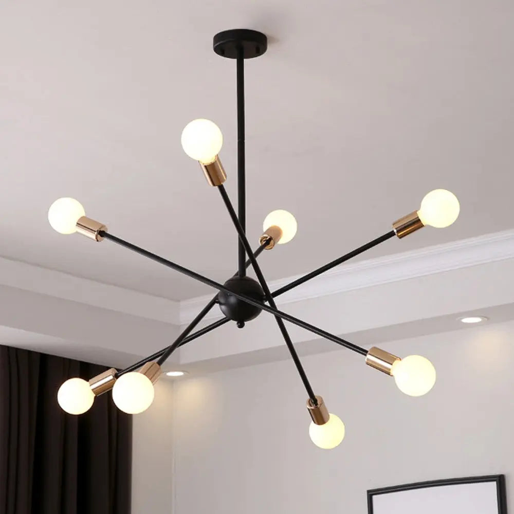 Black and Gold Sputnik Chandelier 6/8 Light – Seus Lighting