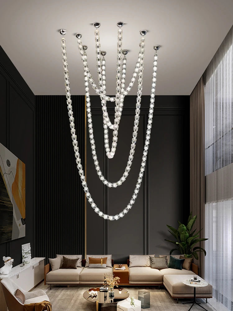 Dreon Large Crystal Chain Chandelier | Staircase – Seus Lighting