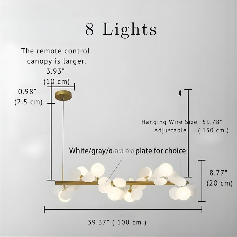 Eli Glass Globes Linear Chandelier For Dining Room – Seus Lighting