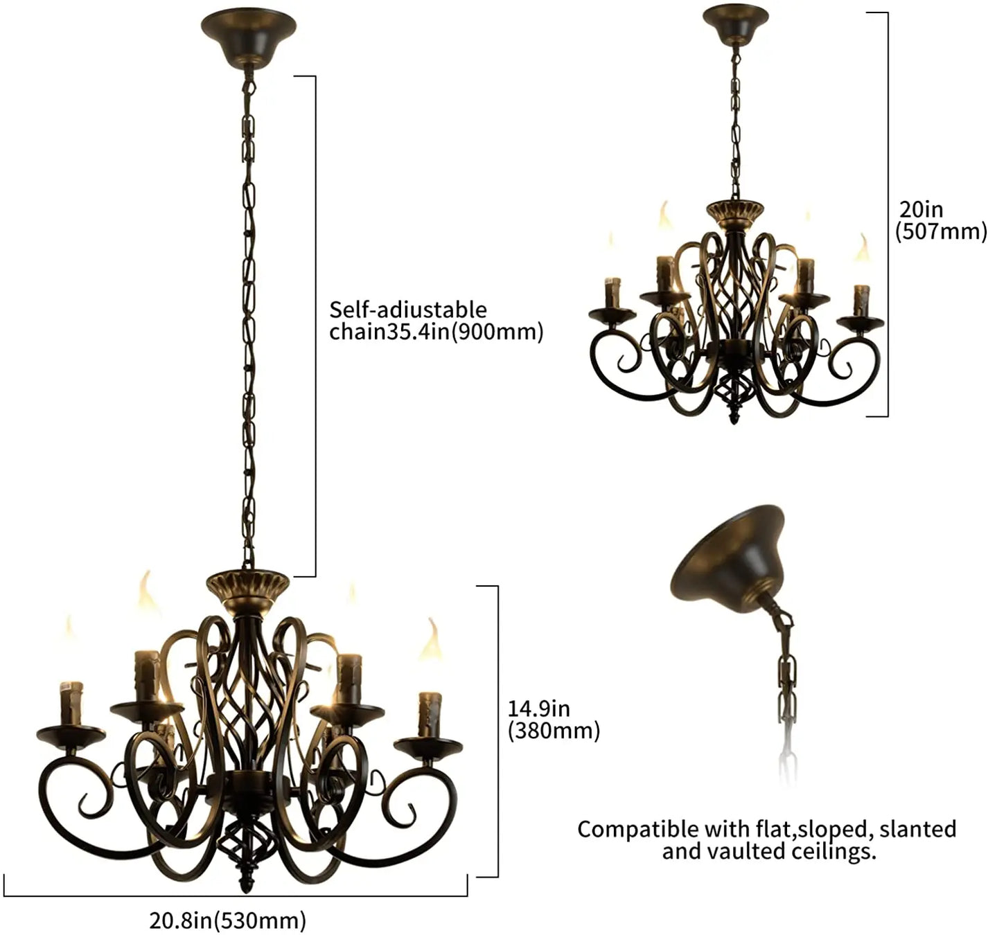 Hazel Black Rustic Outdoor Chandelier - Indoor Chandelier – Seus Lighting