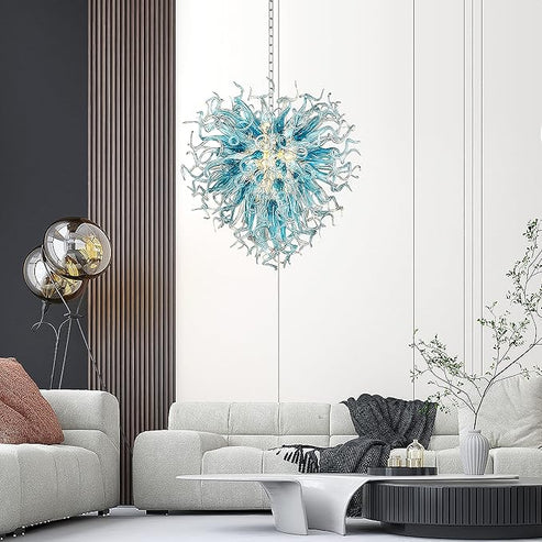 Modern Aqua Blue Glass Chandelier – Seus Lighting